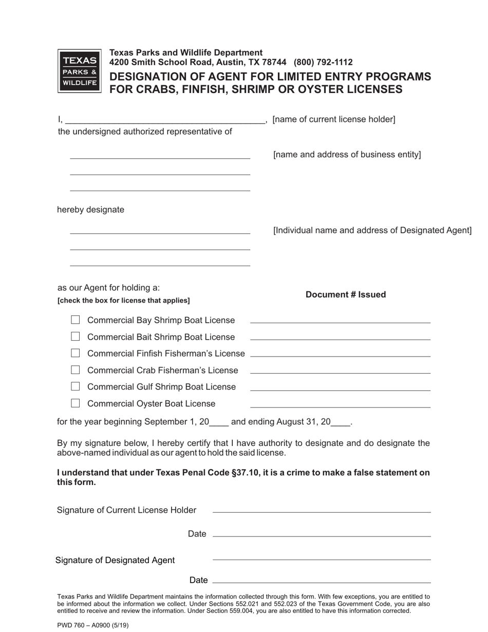Form PWD760 - Fill Out, Sign Online and Download Printable PDF, Texas ...