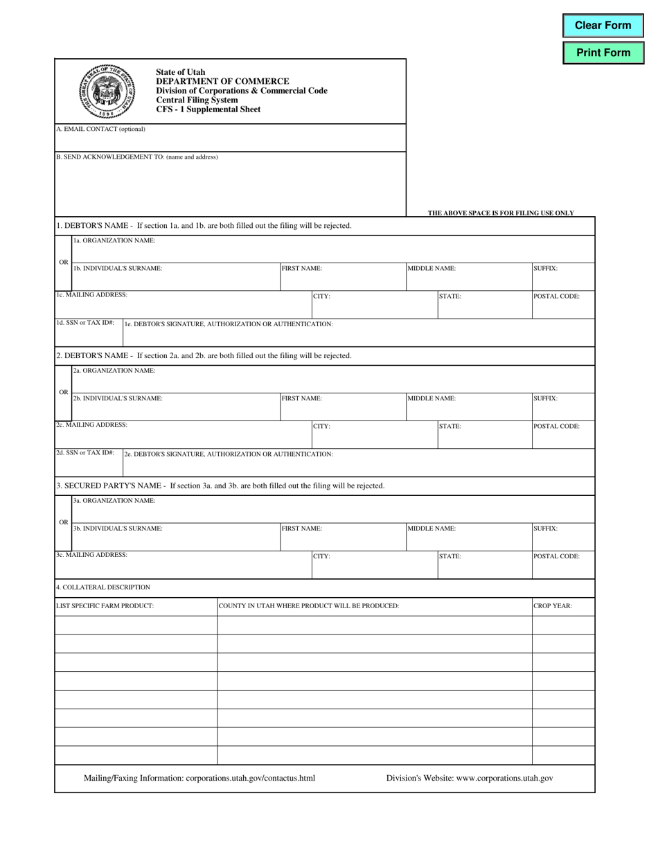 Form CFS-1 - Fill Out, Sign Online and Download Fillable PDF, Utah ...