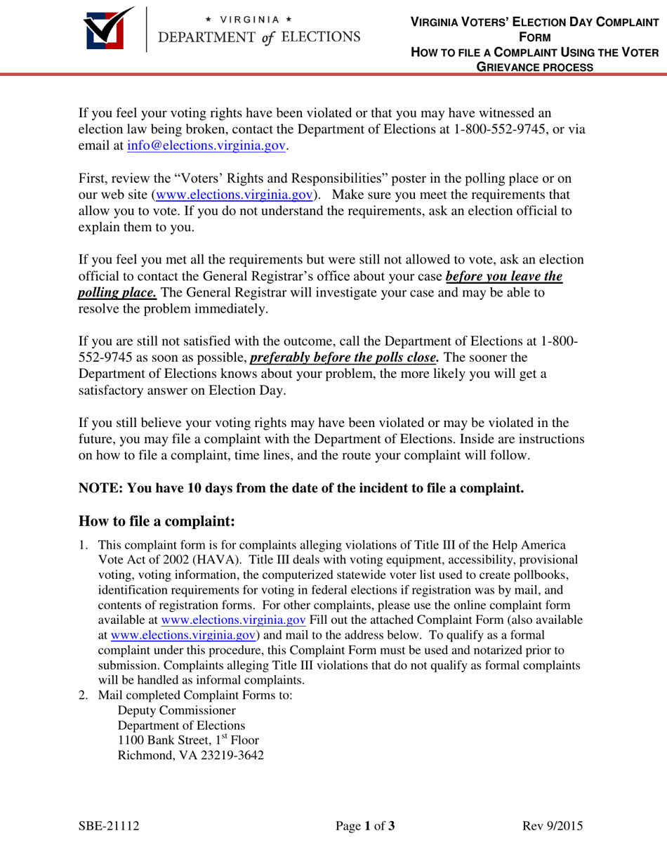 Form SBE-21112 - Fill Out, Sign Online and Download Printable PDF ...