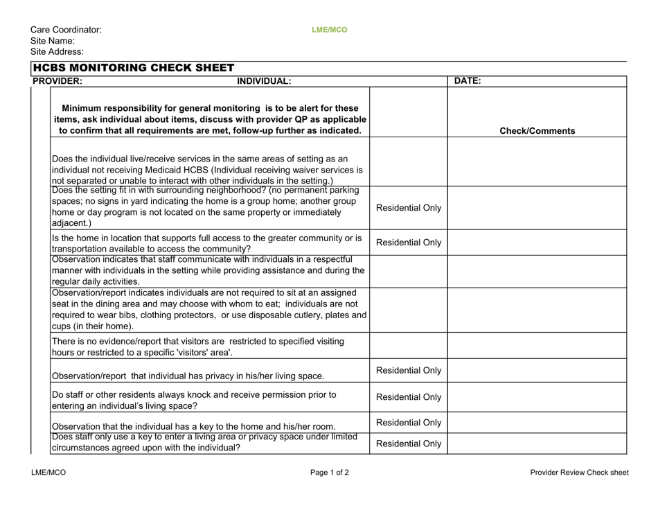 North Carolina Hcbs Monitoring Check Sheet - Fill Out, Sign Online and ...