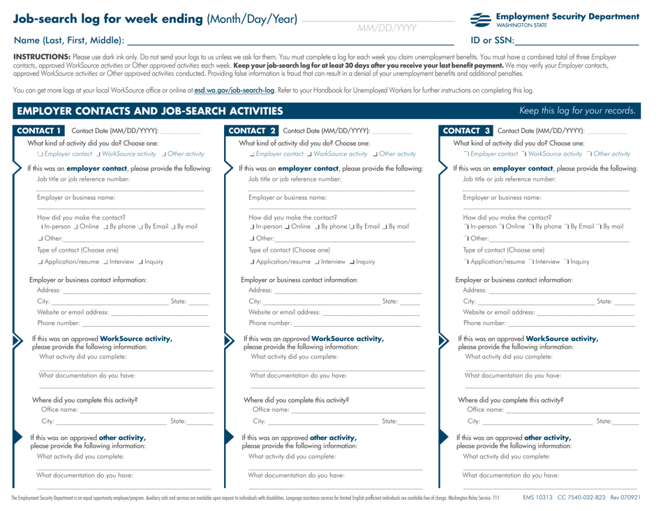 Washington Job-Search Log - Fill Out, Sign Online and Download PDF ...