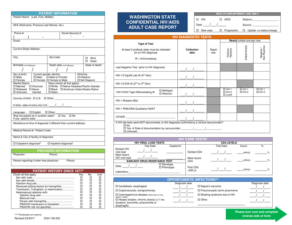 DOH Form 150-002 - Fill Out, Sign Online and Download Printable PDF ...