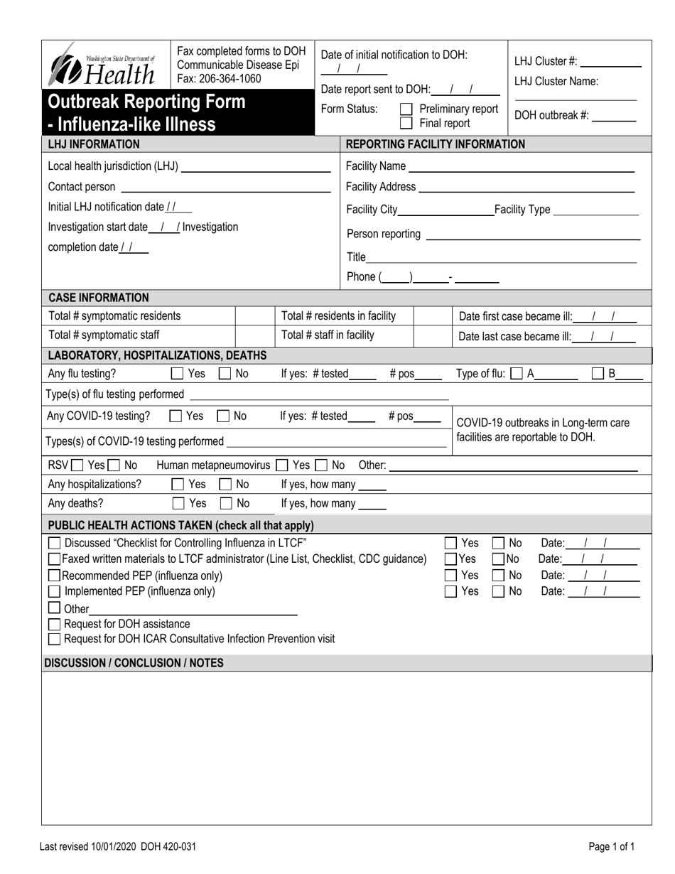 DOH Form 420-031 - Fill Out, Sign Online and Download Printable PDF ...
