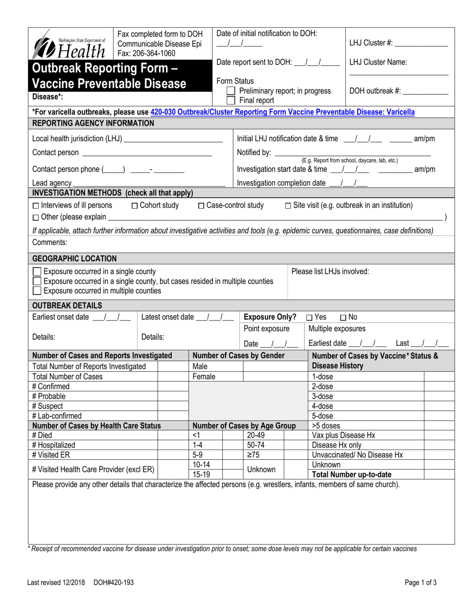 DOH Form 420-193 - Fill Out, Sign Online and Download Printable PDF ...