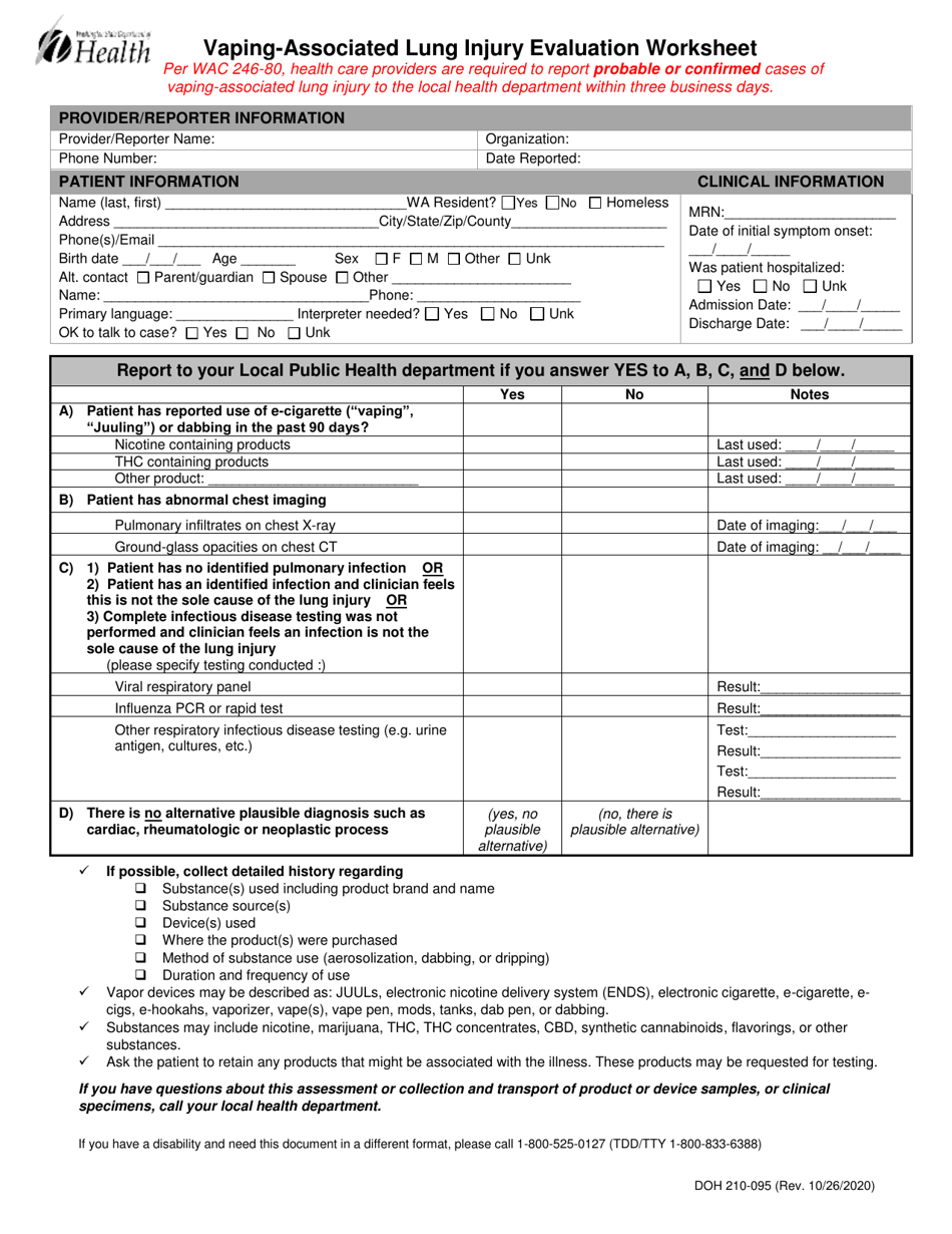 DOH Form 210-095 - Fill Out, Sign Online and Download Printable PDF ...