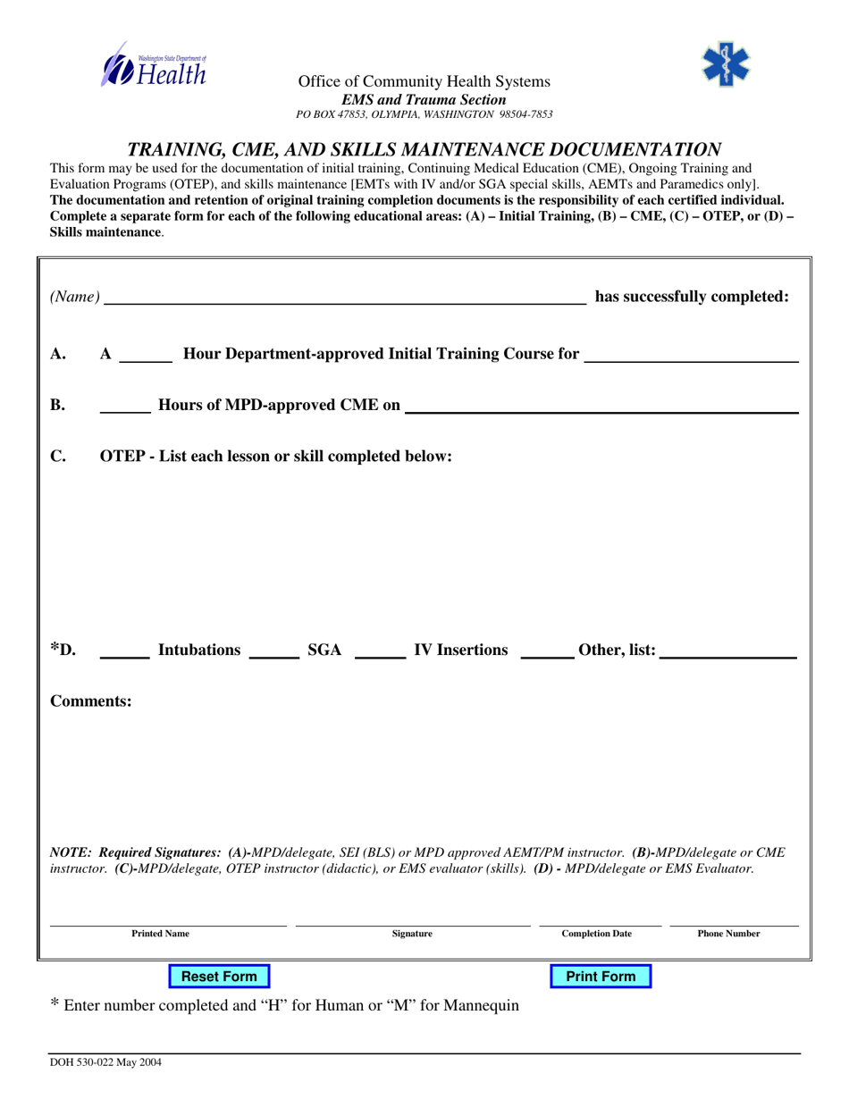 DOH Form 530-022 - Fill Out, Sign Online and Download Printable PDF ...
