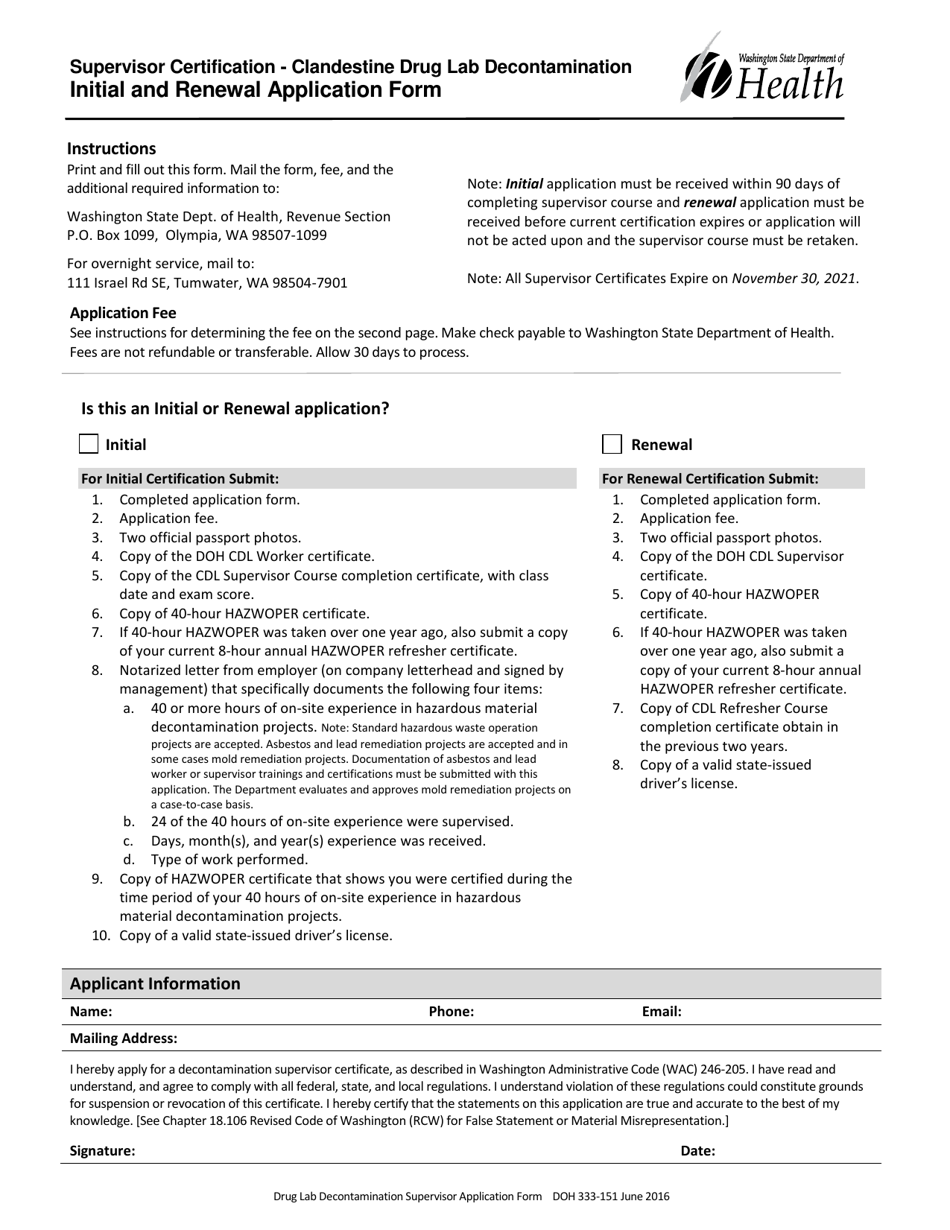 DOH Form 333-151 - Fill Out, Sign Online and Download Printable PDF ...