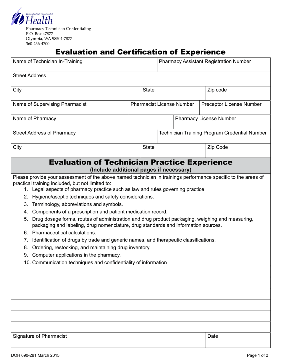 DOH Form 690-291 - Fill Out, Sign Online and Download Printable PDF ...