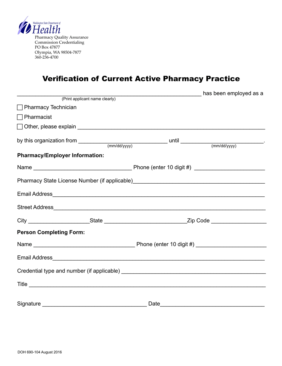 DOH Form 690-104 - Fill Out, Sign Online and Download Printable PDF ...