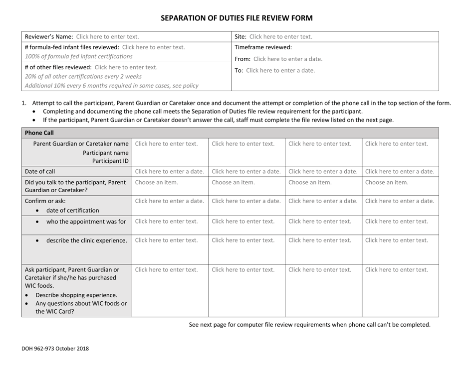 DOH Form 962-973 - Fill Out, Sign Online and Download Printable PDF ...