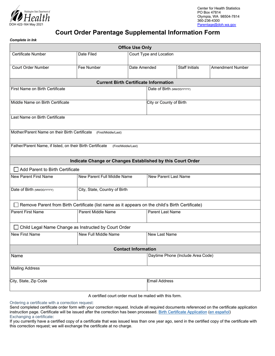 DOH Form 422-164 - Fill Out, Sign Online and Download Printable PDF ...
