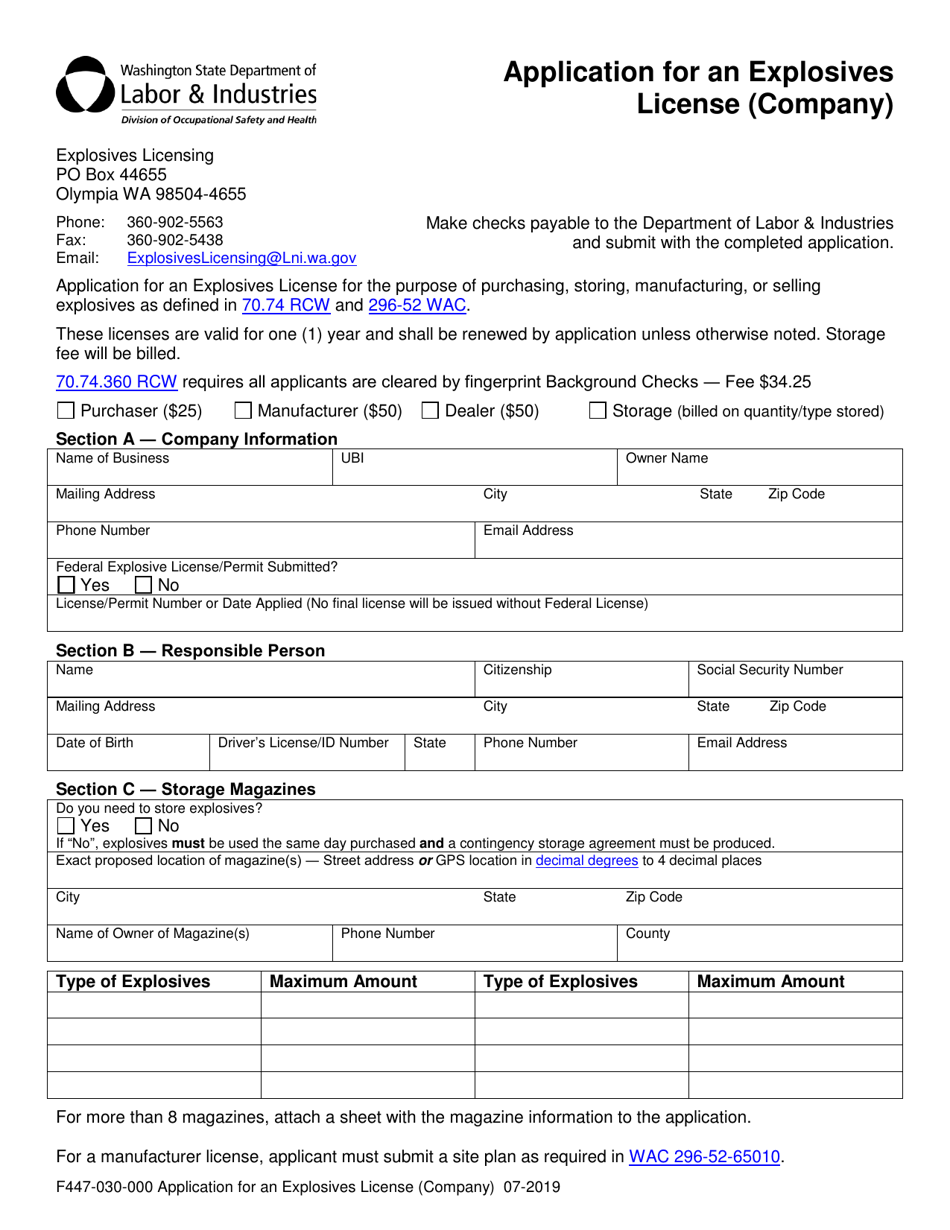 Form F447-030-000 - Fill Out, Sign Online and Download Fillable PDF ...