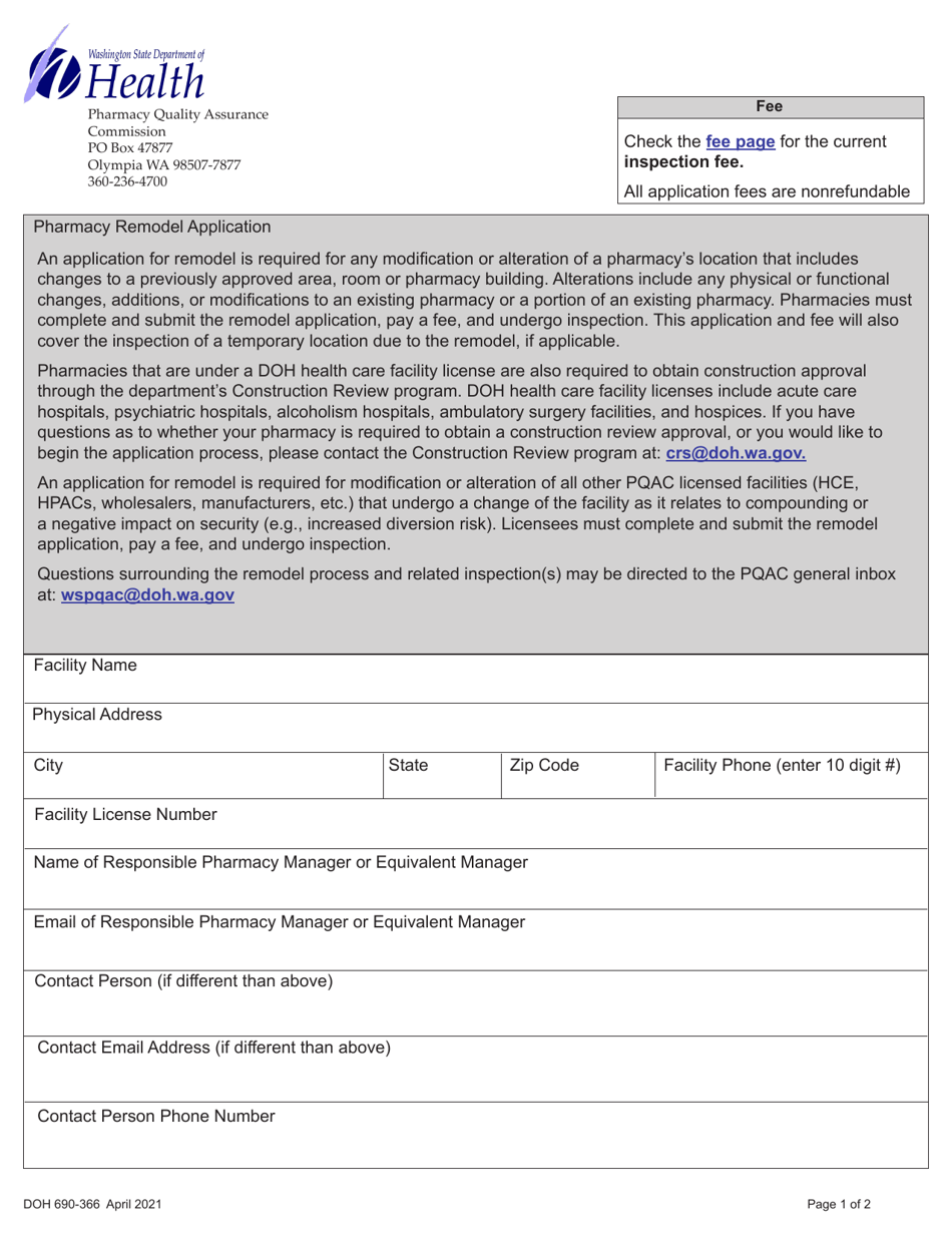 DOH Form 690-366 - Fill Out, Sign Online and Download Printable PDF ...