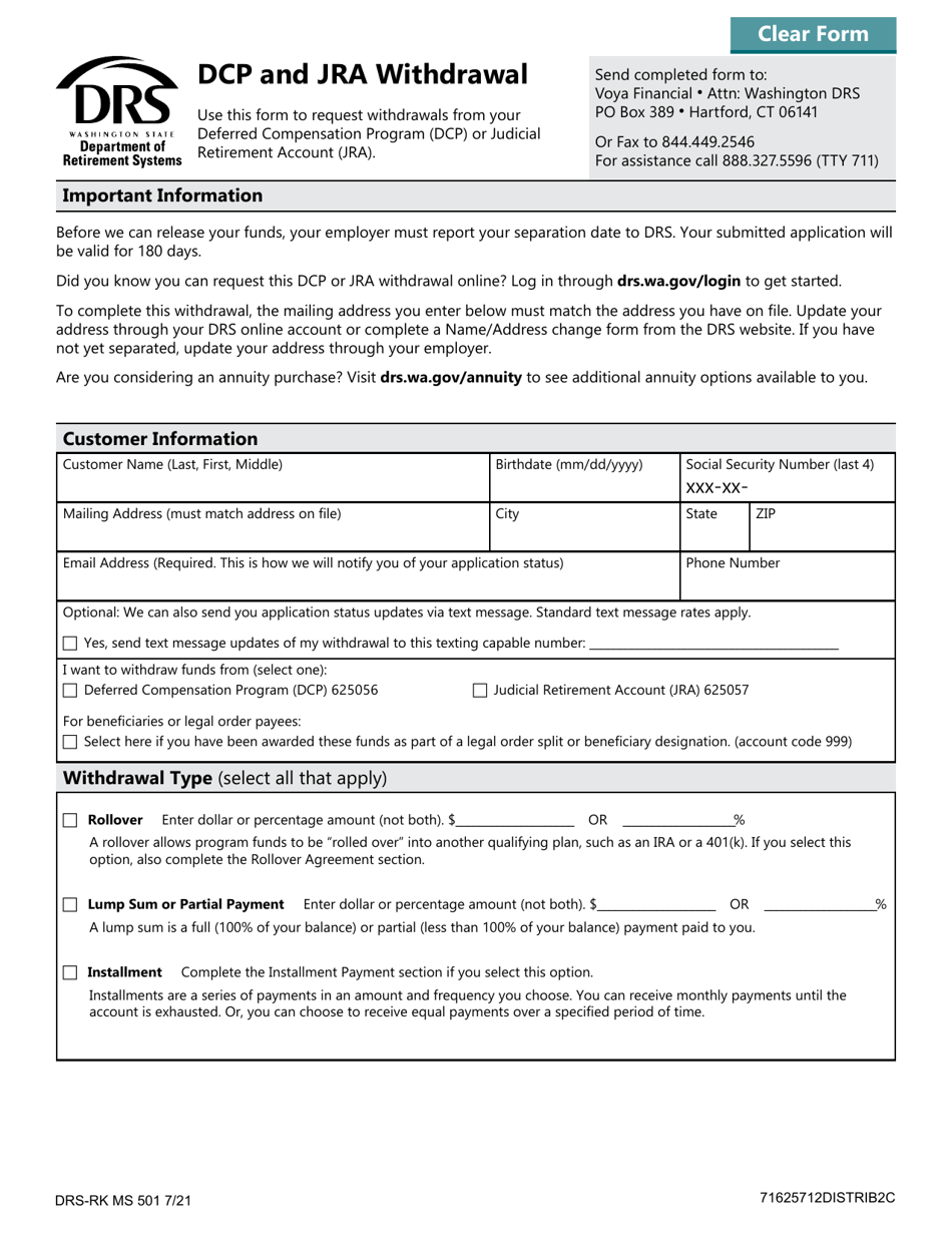 Form DRS-RK MS501 - Fill Out, Sign Online and Download Fillable PDF ...