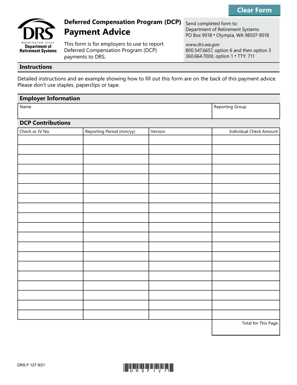 Form DRS F127 - Fill Out, Sign Online and Download Fillable PDF ...
