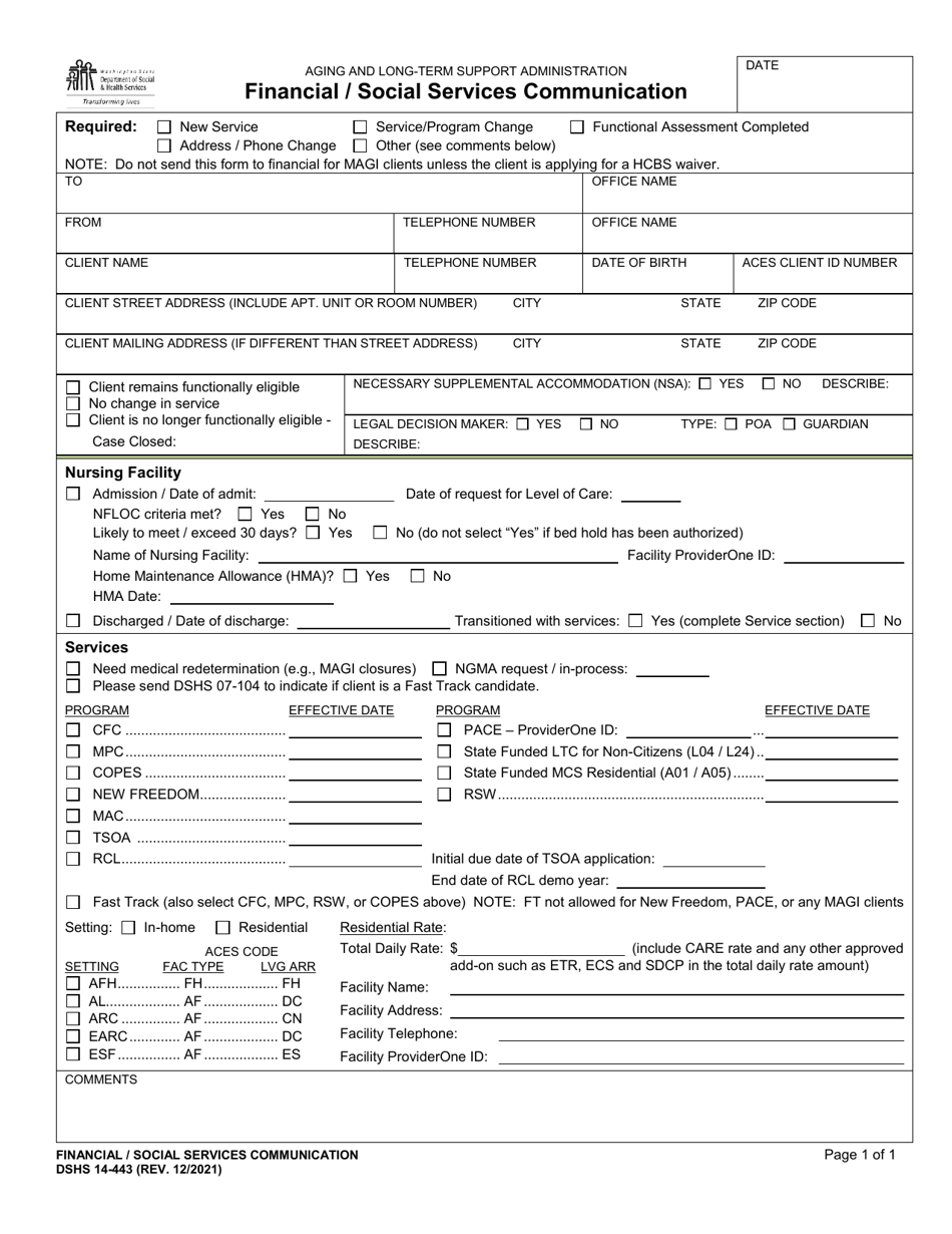 DSHS Form 14-443 Download Printable PDF or Fill Online Financial/Social ...