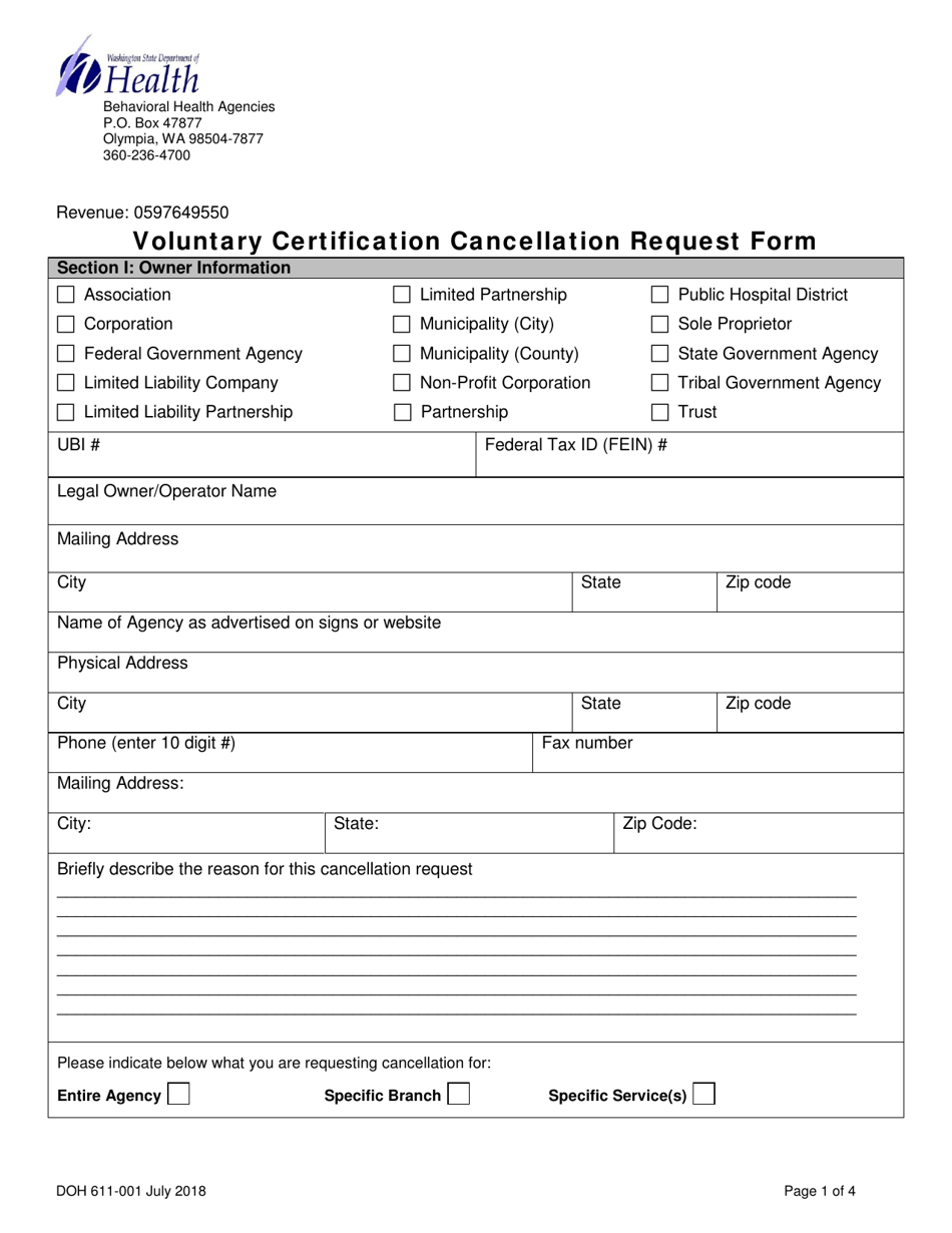 DOH Form 611-001 - Fill Out, Sign Online and Download Printable PDF ...