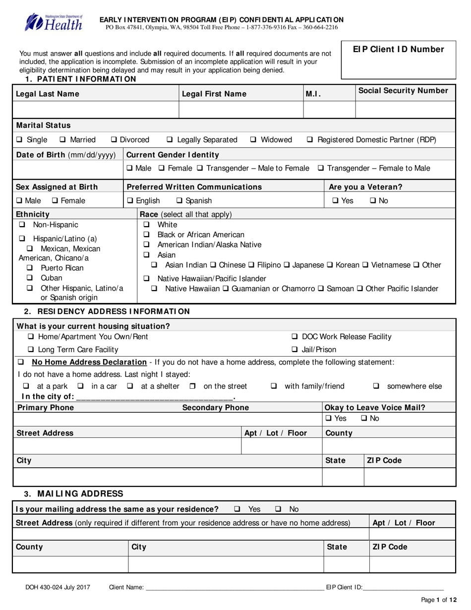 DOH Form 430-024 - Fill Out, Sign Online and Download Printable PDF ...