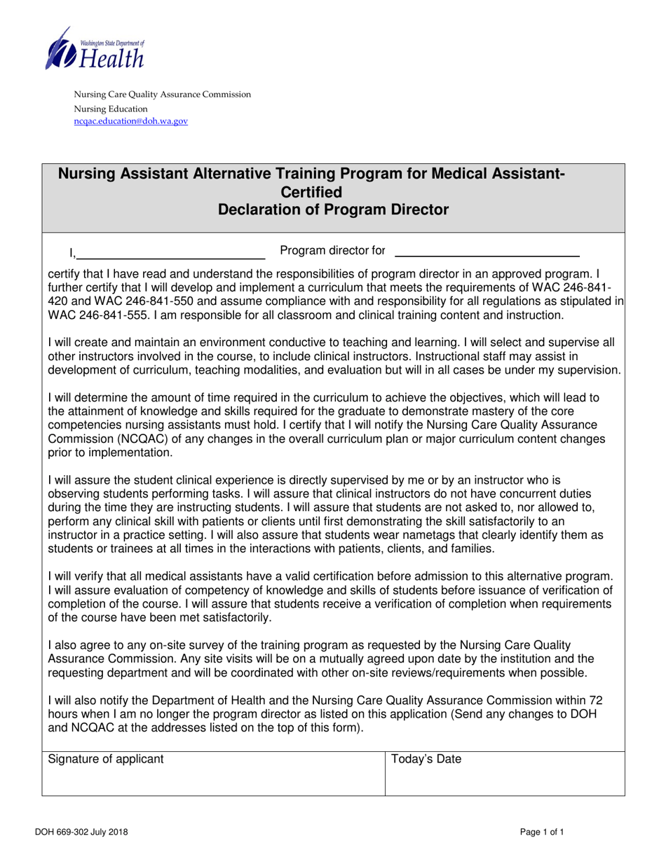 DOH Form 669-302 - Fill Out, Sign Online and Download Printable PDF ...