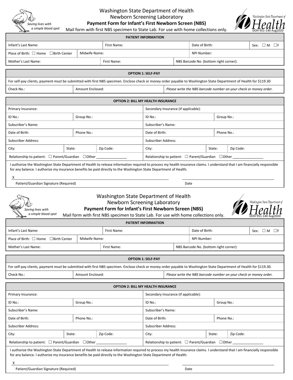 DOH Form 951-140 - Fill Out, Sign Online and Download Printable PDF ...