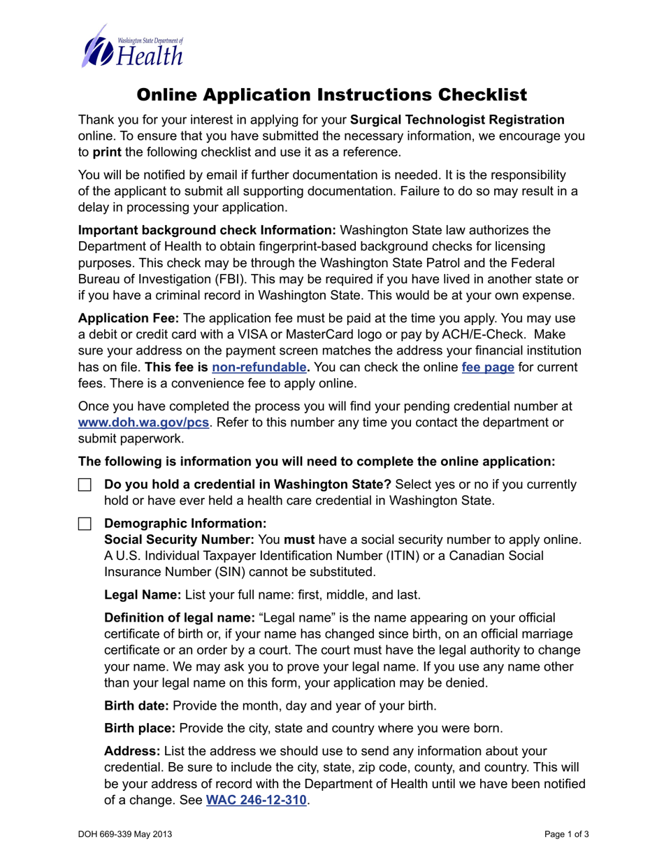 DOH Form 669-339 - Fill Out, Sign Online and Download Printable PDF ...