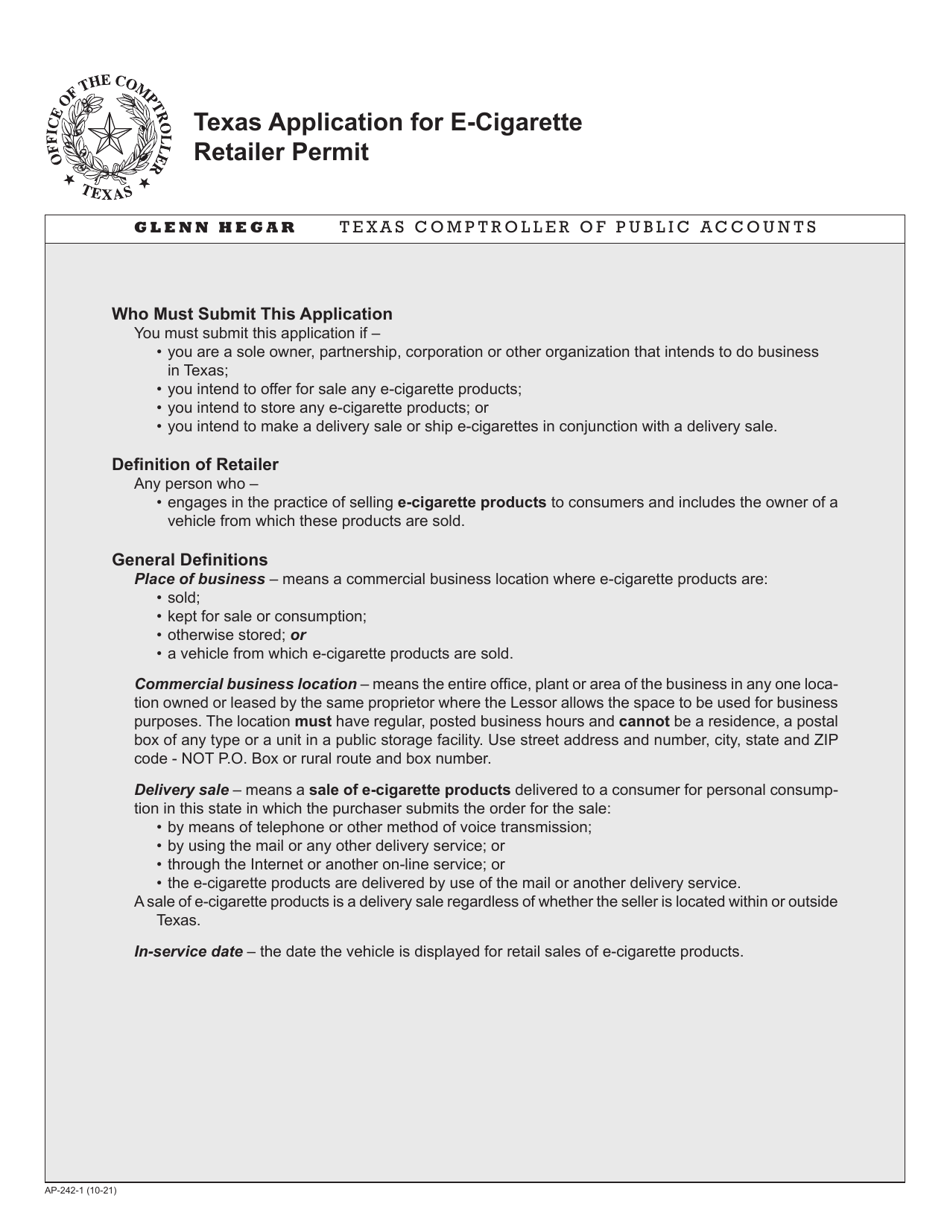 Form AP-242 - Fill Out, Sign Online and Download Fillable PDF, Texas ...