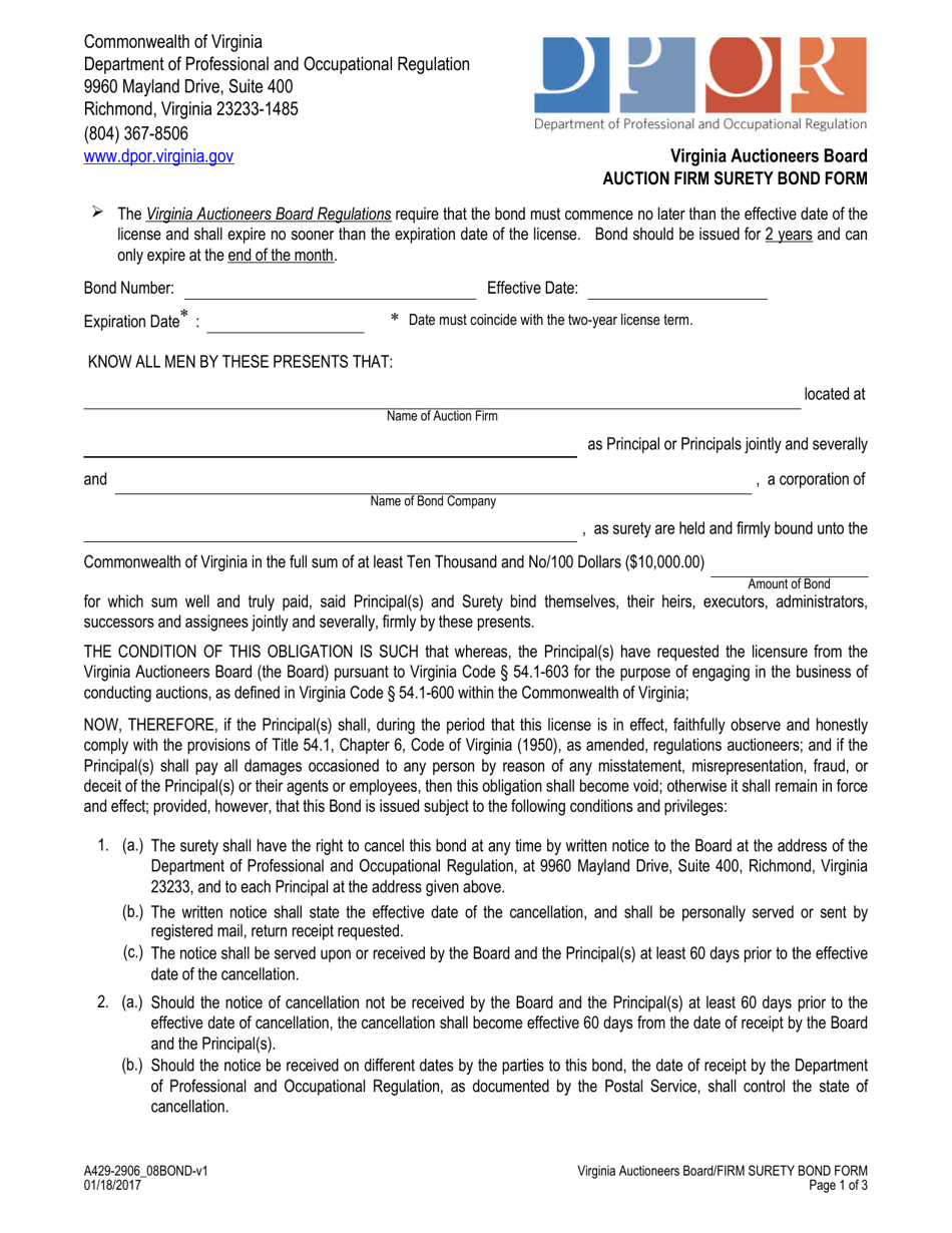 Form A429-2906_08BOND - Fill Out, Sign Online and Download Fillable PDF ...