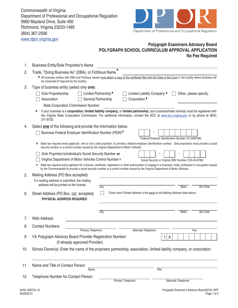 Form A456-16SCHL - Fill Out, Sign Online and Download Fillable PDF ...