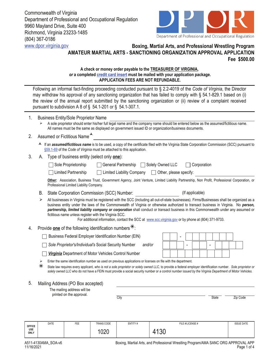 Form A511-4130AMA_SOA - Fill Out, Sign Online and Download Fillable PDF ...