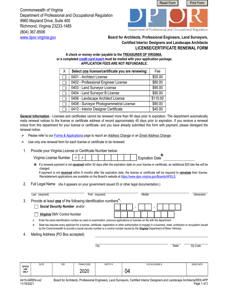 Form A415-04REN - Fill Out, Sign Online and Download Fillable PDF ...
