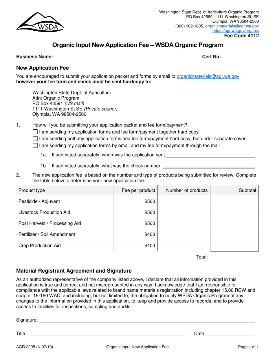 Form AGR2295 - Fill Out, Sign Online and Download Printable PDF ...