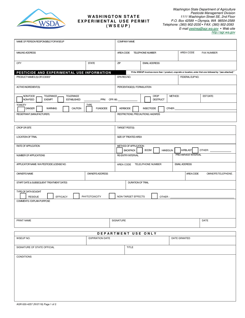 Form AGR630-4257 - Fill Out, Sign Online and Download Fillable PDF ...