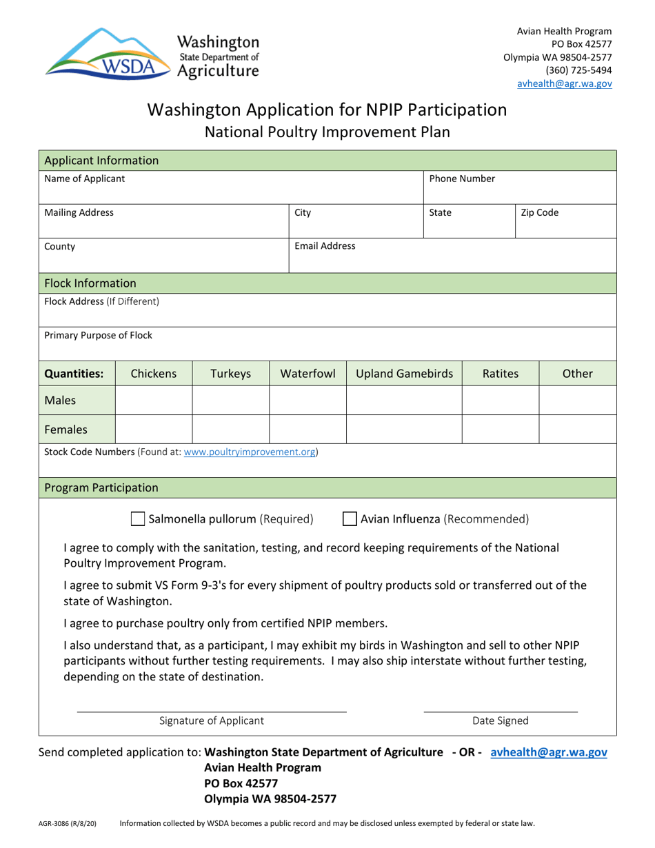 Form AGR-3086 - Fill Out, Sign Online and Download Fillable PDF ...