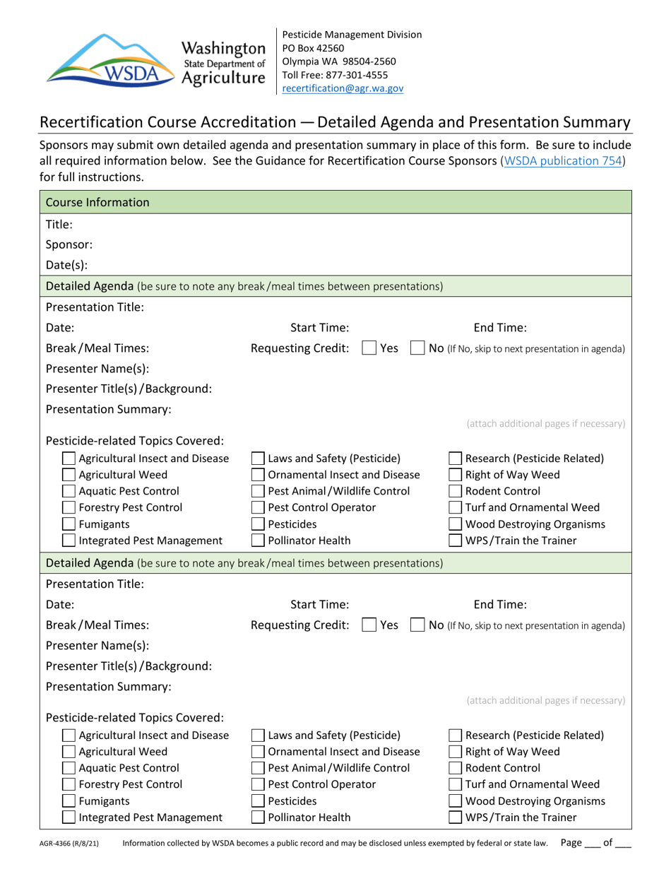 Form AGR-4366 - Fill Out, Sign Online and Download Fillable PDF ...