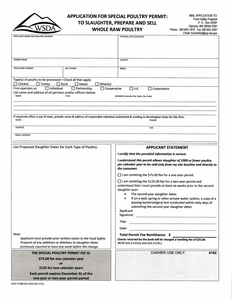 AGR Form 603-3302 Download Printable PDF or Fill Online Application for ...