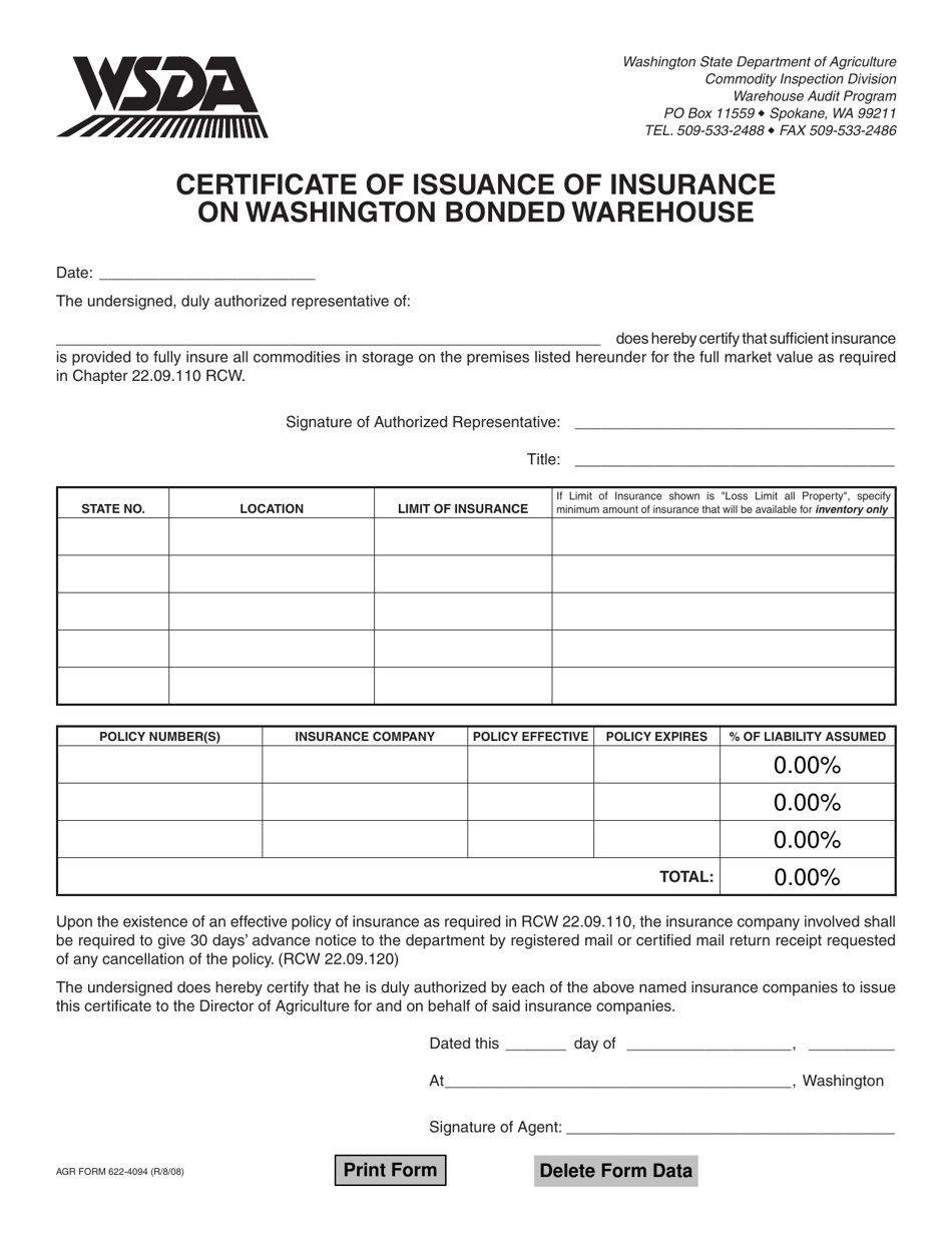 AGR Form 622-4094 - Fill Out, Sign Online and Download Fillable PDF ...