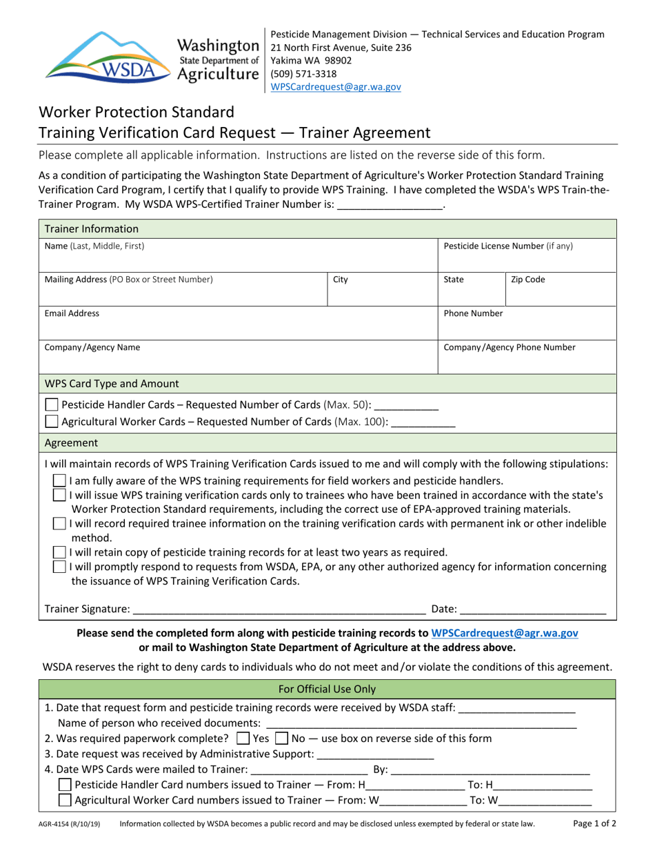 Form AGR-4154 - Fill Out, Sign Online and Download Fillable PDF ...