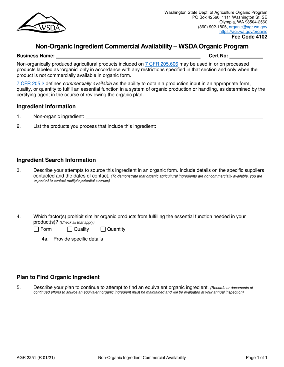 Form AGR2251 - Fill Out, Sign Online and Download Printable PDF ...