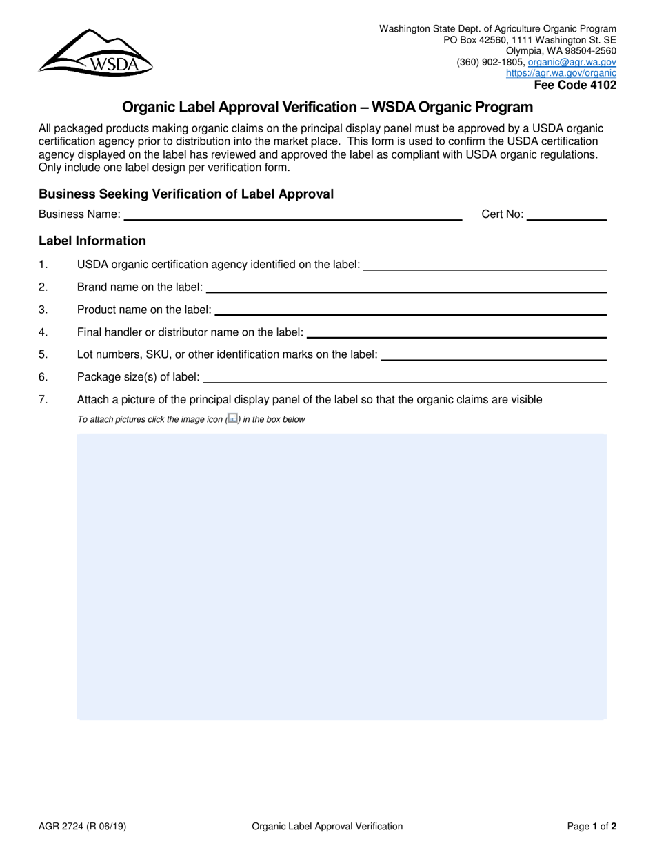 Form AGR2724 - Fill Out, Sign Online and Download Printable PDF ...