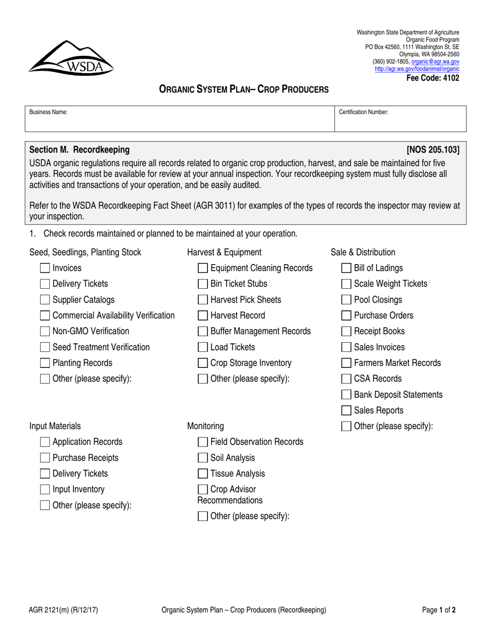 Form AGR2121 Section M - Fill Out, Sign Online and Download Printable ...