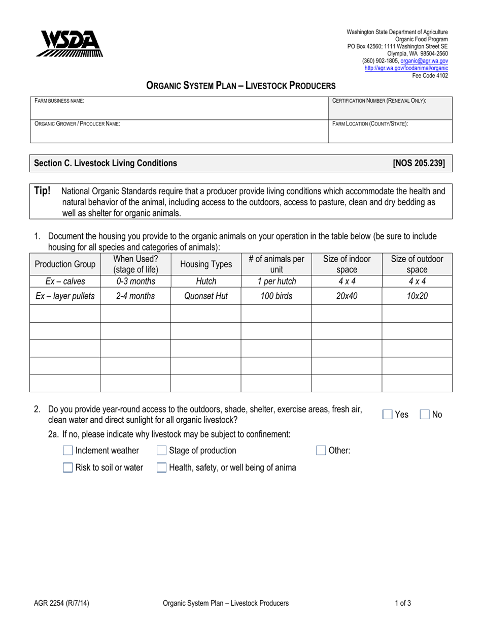 Form AGR2254 Section C - Fill Out, Sign Online and Download Printable ...