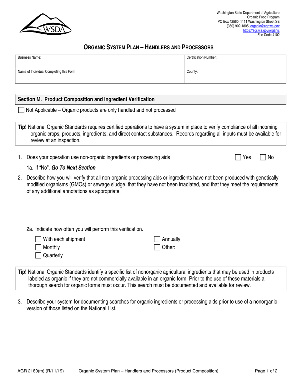 Form AGR2180 Section M - Fill Out, Sign Online and Download Printable ...