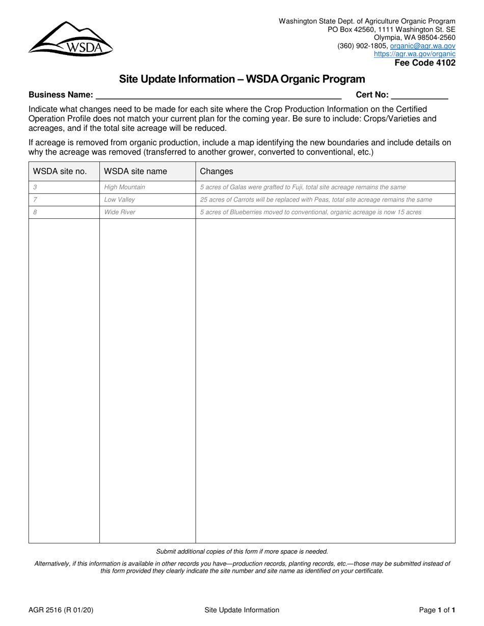 Form AGR2516 - Fill Out, Sign Online and Download Printable PDF ...