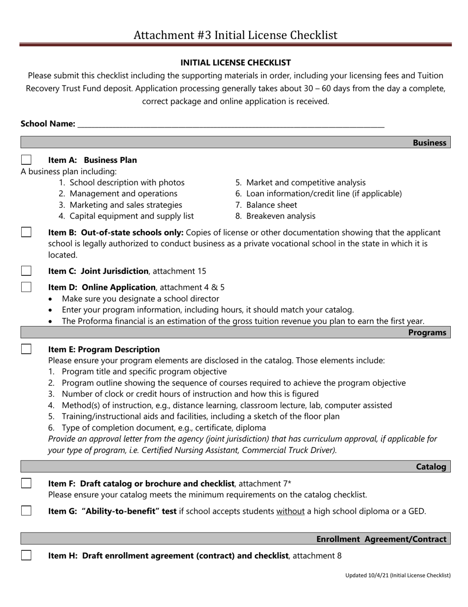 Washington Initial License Checklist - Fill Out, Sign Online and ...