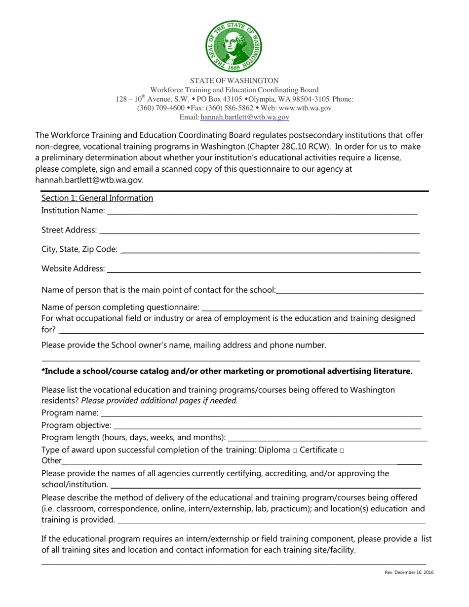 Washington Pvsa License Determination Questionnaire - Fill Out, Sign ...