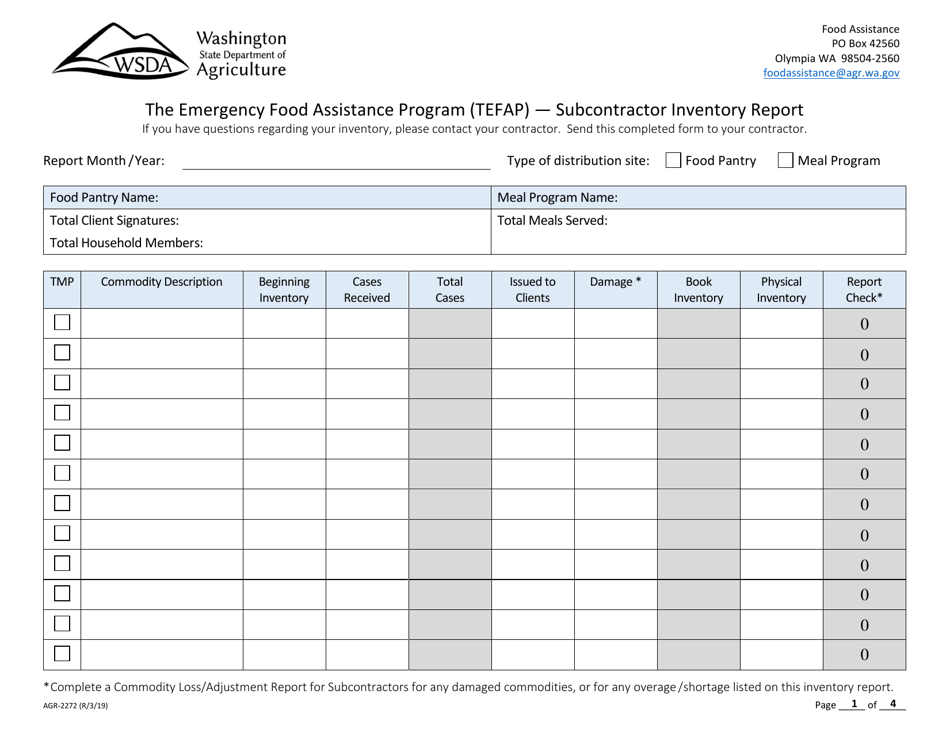 Form AGR-2272 - Fill Out, Sign Online and Download Fillable PDF ...