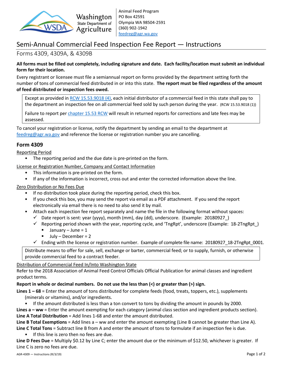 Download Instructions for Form AGR-4309, AGR-4309A, AGR-4309B PDF ...