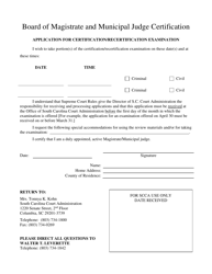 South Carolina Application for Certification/Recertification ...