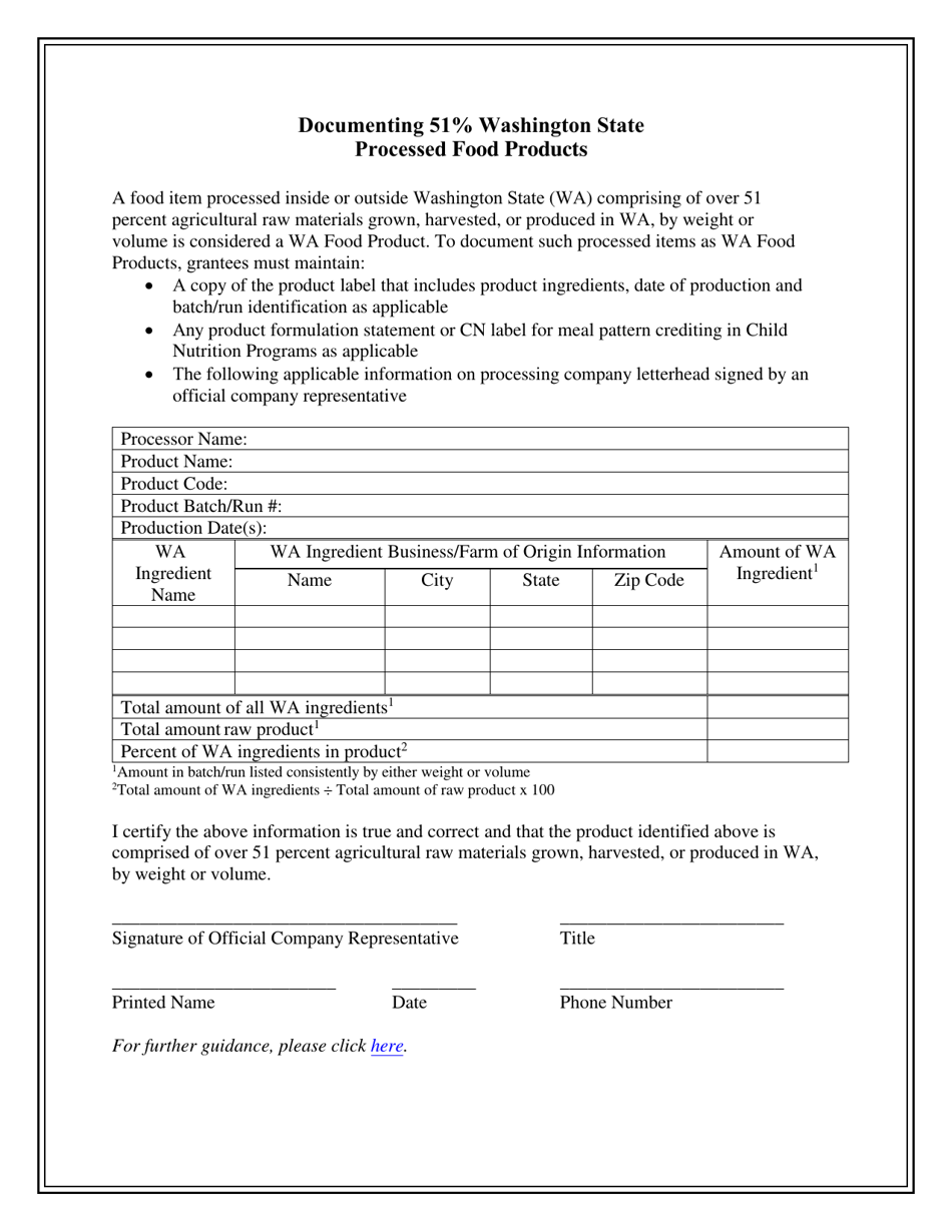 Washington Documenting 51% Washington State Processed Food Products ...