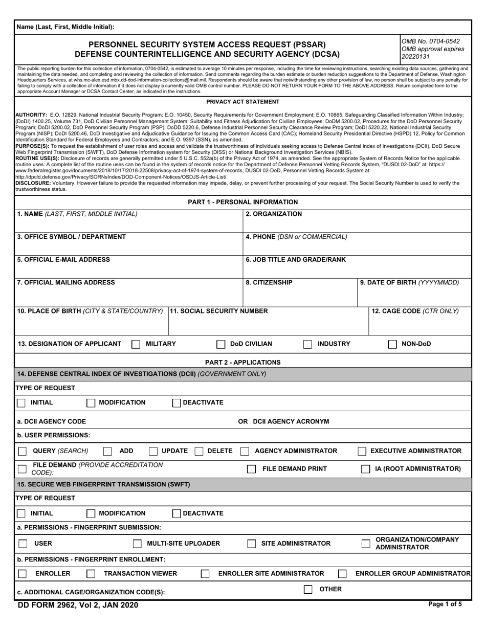 DD Form 2962V2 - Fill Out, Sign Online and Download Fillable PDF ...